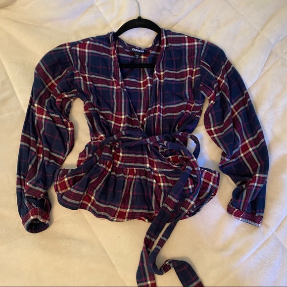 Express | Tops | Express Flannel Surplice Wrap Blouse | Poshmark
